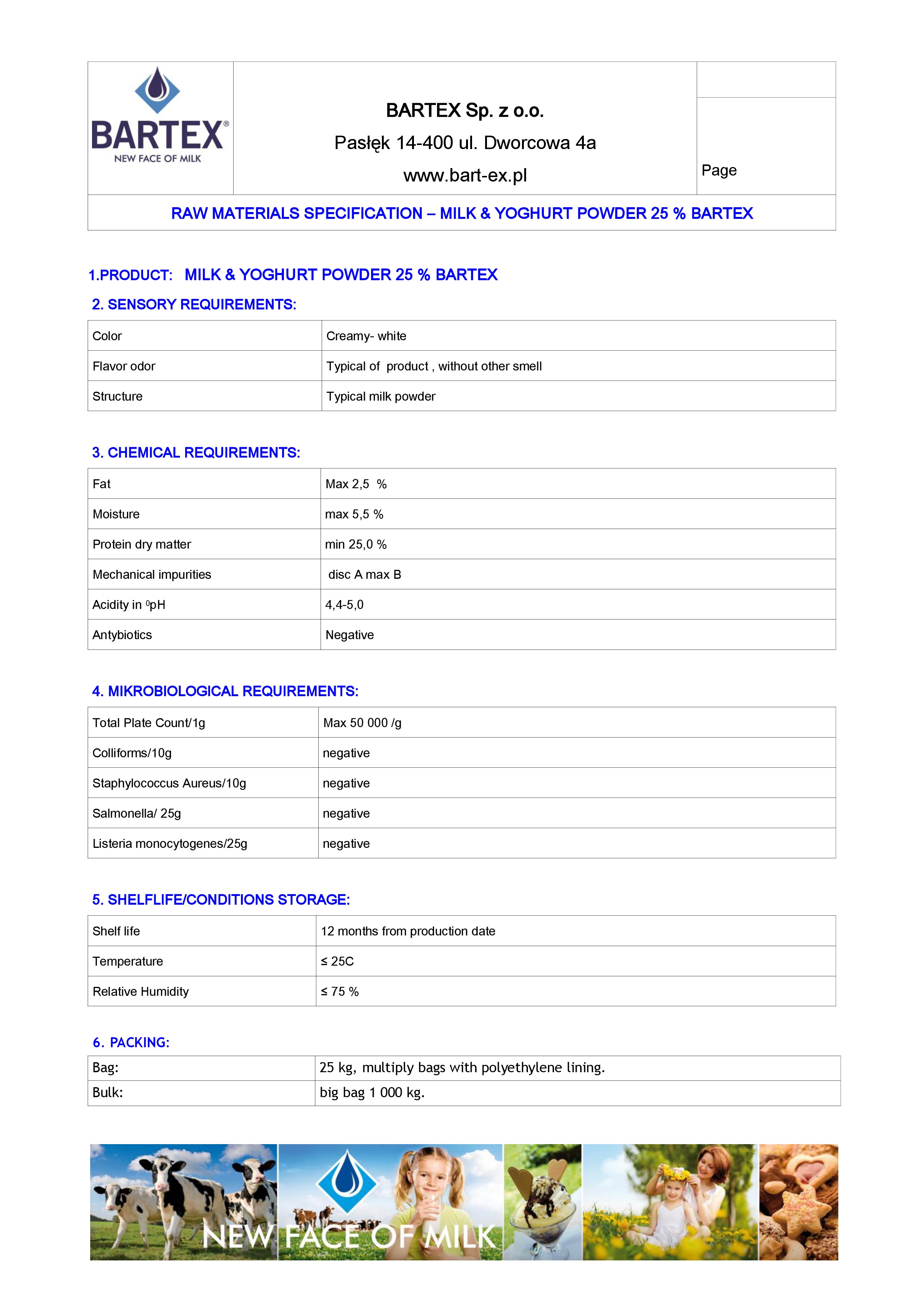 Bartex - Milk yoghurt powder BARTEX